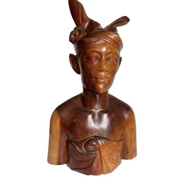 Handmade | Art | Vintage Stunning Hand Carved Wood Sculpture Head Busts ...